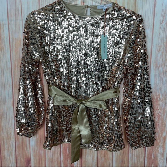 Yuni Los Angeles | Tops | Yuni Los Angeles Rose Gold Sequin Tunic Blouse Ml | Poshmark